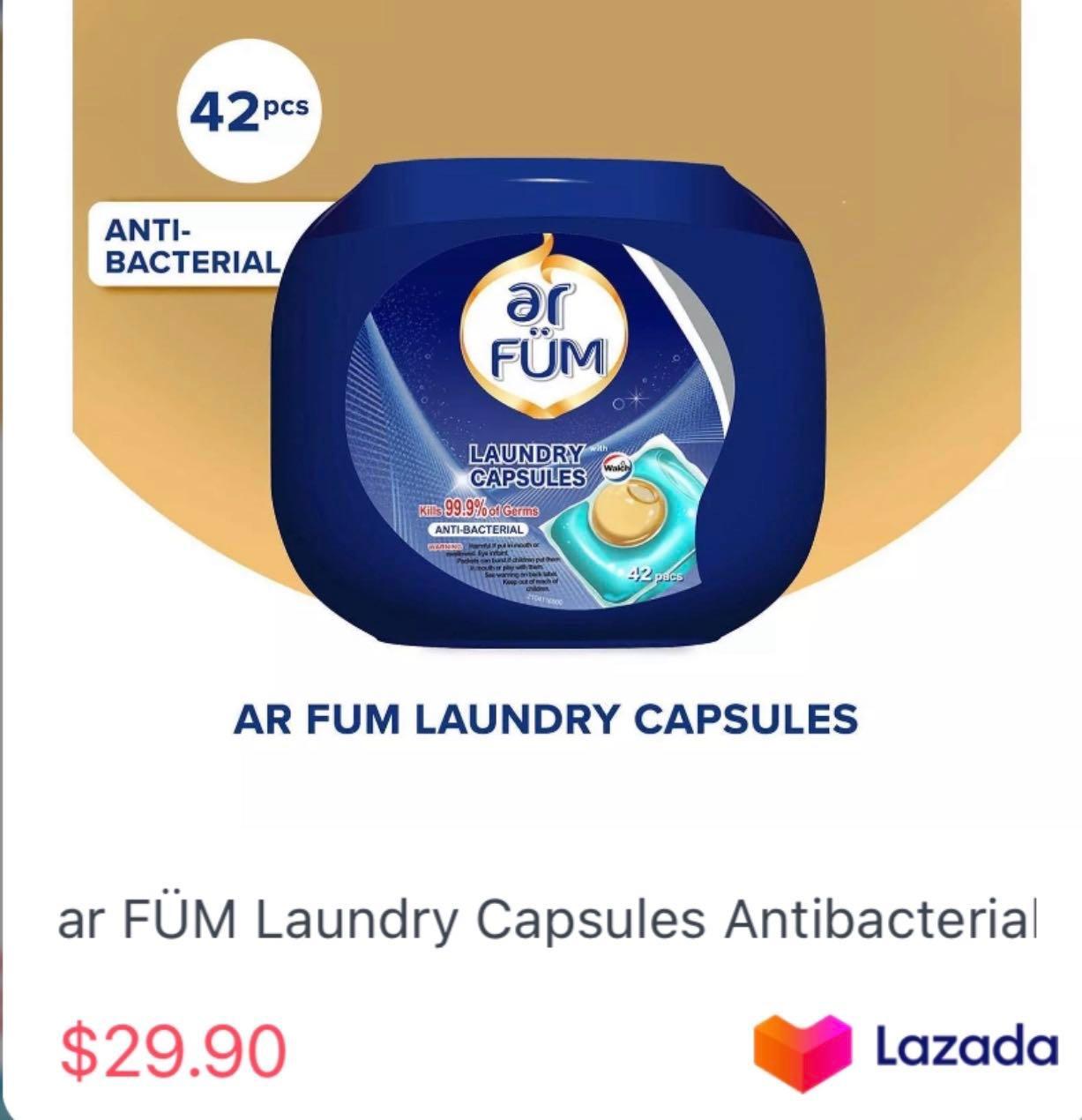 Walch Ar Fum Laundry Capsules Tub (42 Capsules), Furniture & Home ...