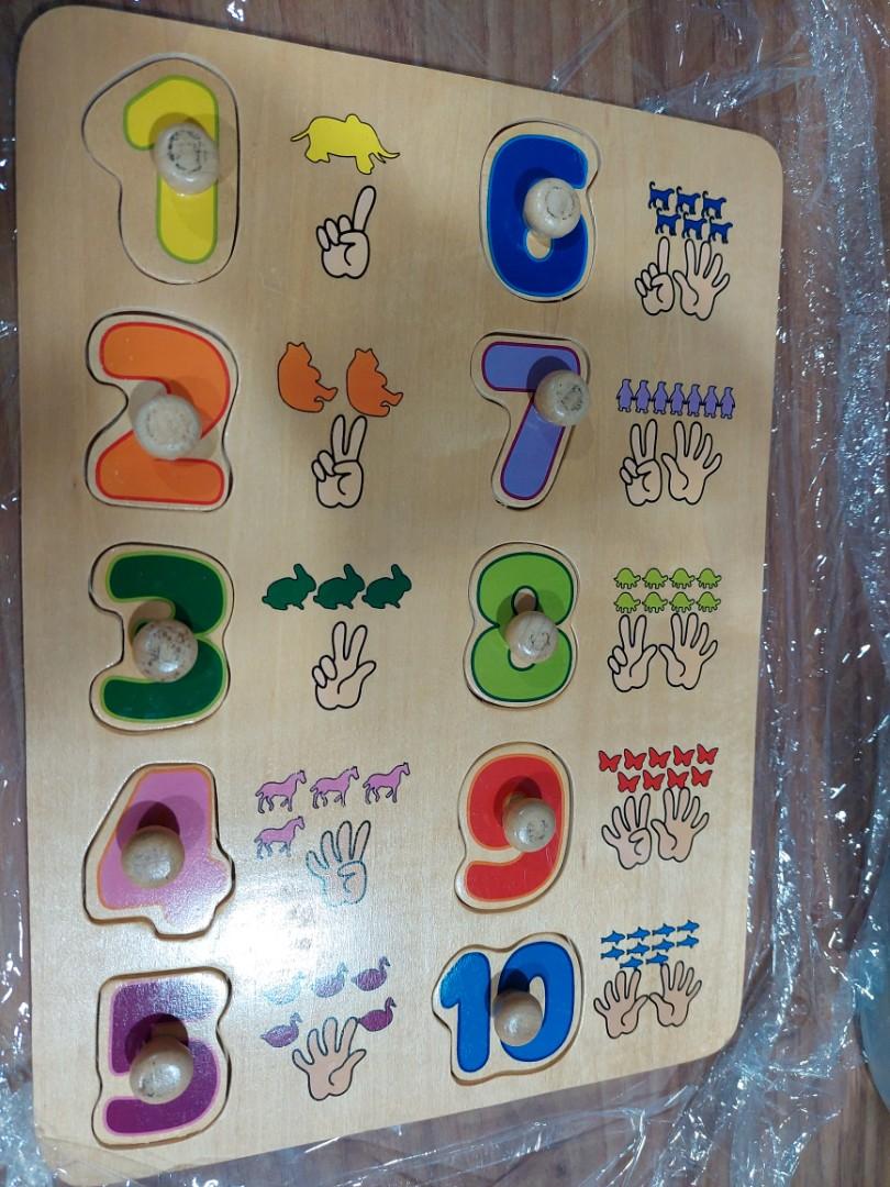 Wooden Number Puzzle, Babies & Kids, Infant Playtime on Carousell
