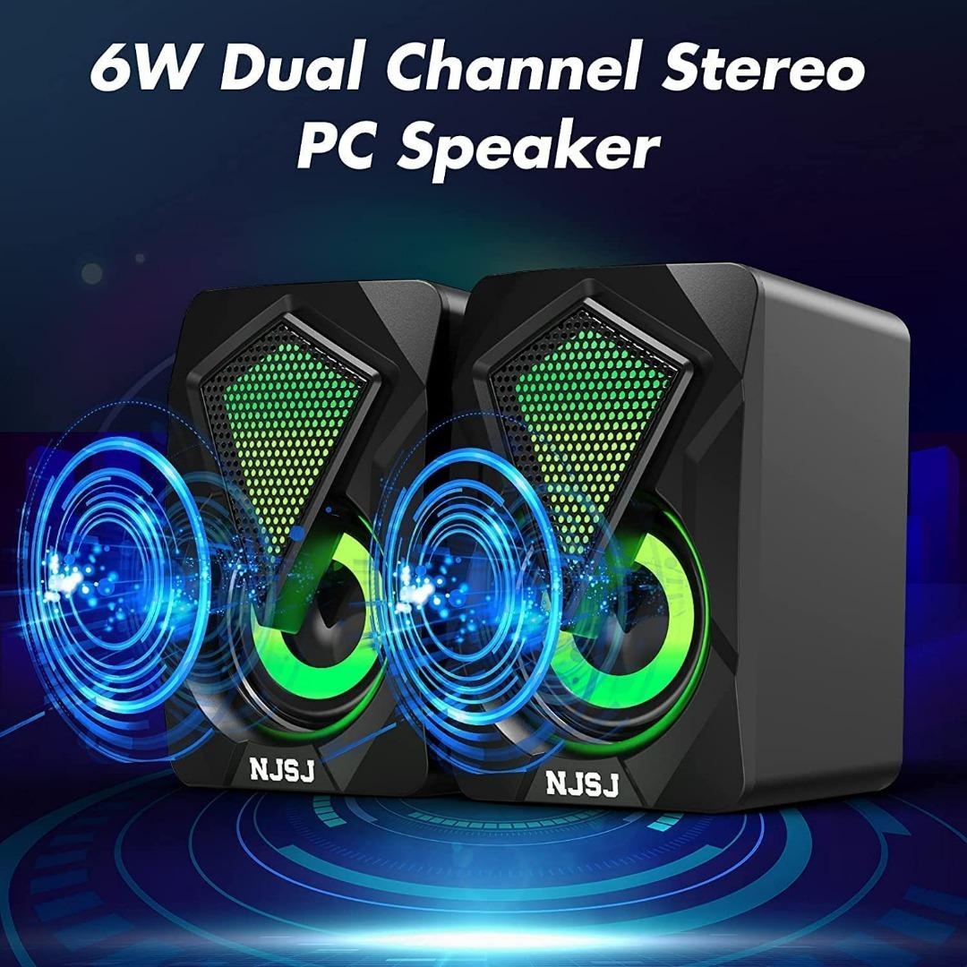 3227) NJSJ Computer Speakers,2.0 USB Powered Gaming Speakers with RGB ...
