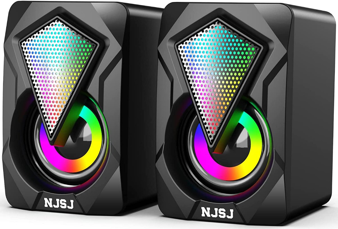 3227) NJSJ Computer Speakers,2.0 USB Powered Gaming Speakers with RGB ...