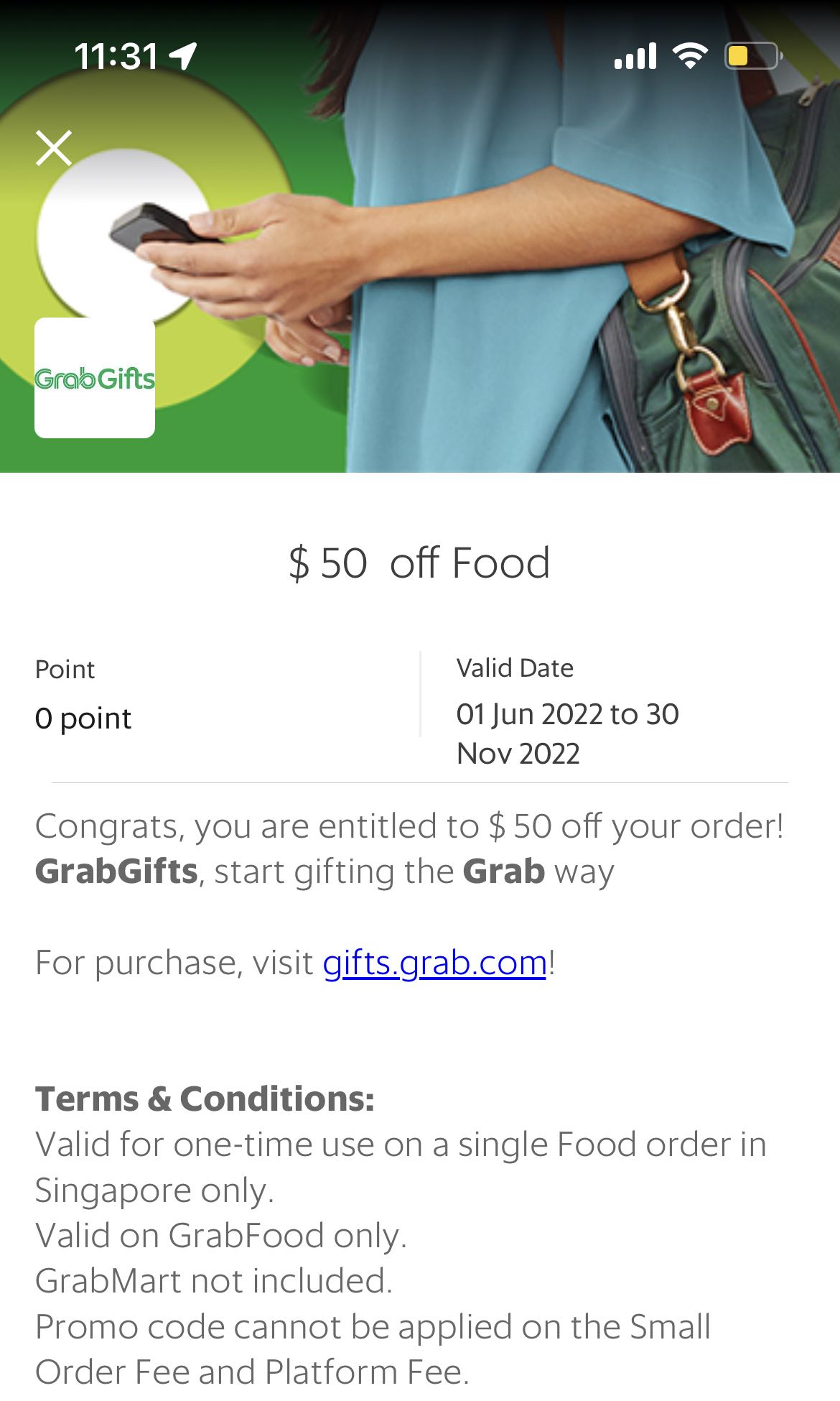 $50 grab food e-voucher, Tickets & Vouchers, Vouchers on Carousell