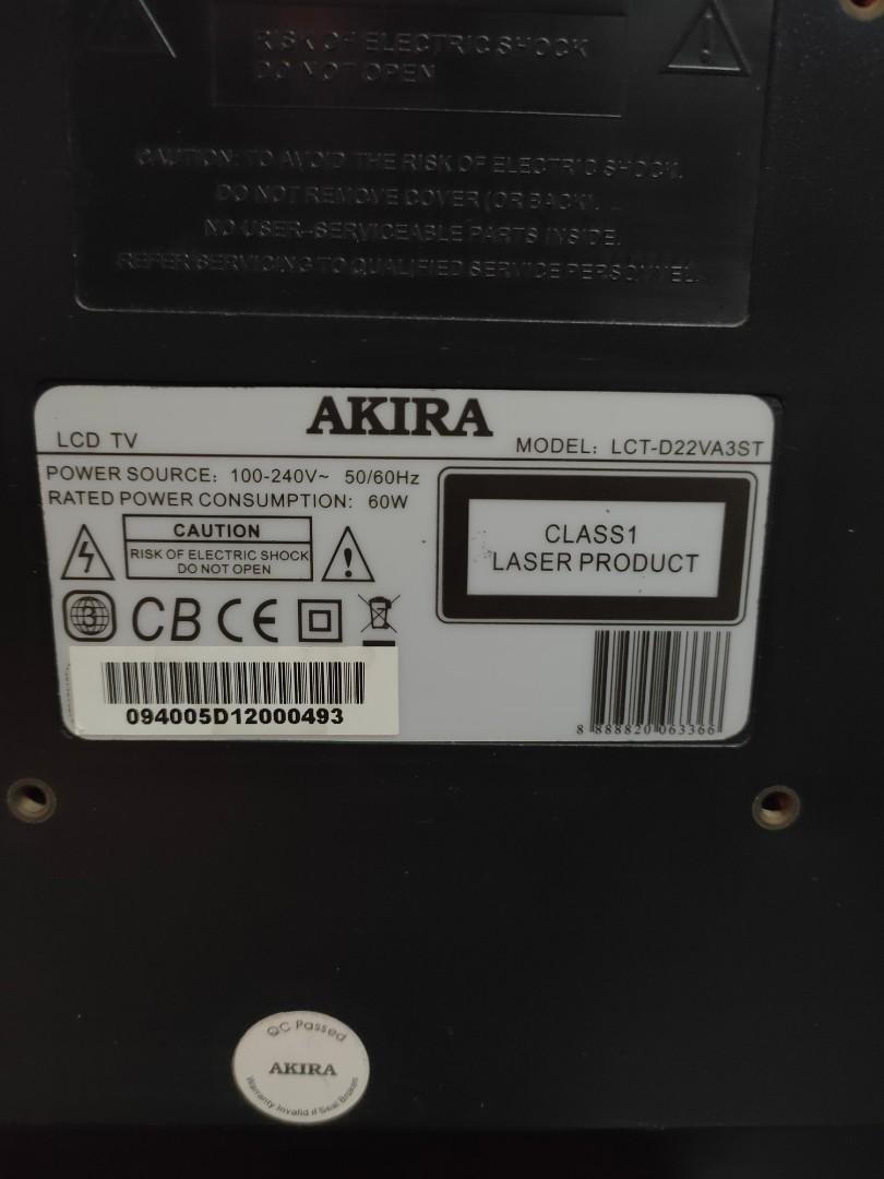 AKIRA 22" LCD TV monitor DVD player USB SD card HDMI VGA S-video RCA ...