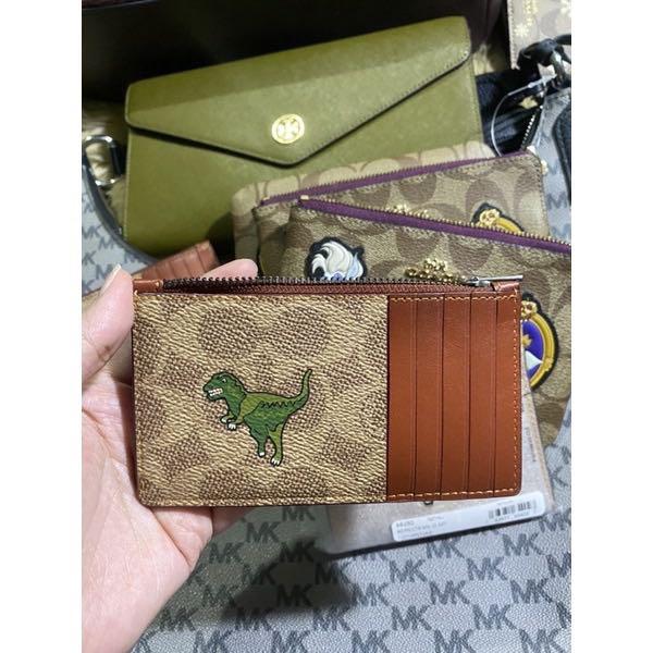 AUTHENTIC Coach Zip Card Holder Case wallet Dinosaur print RETAIL ...