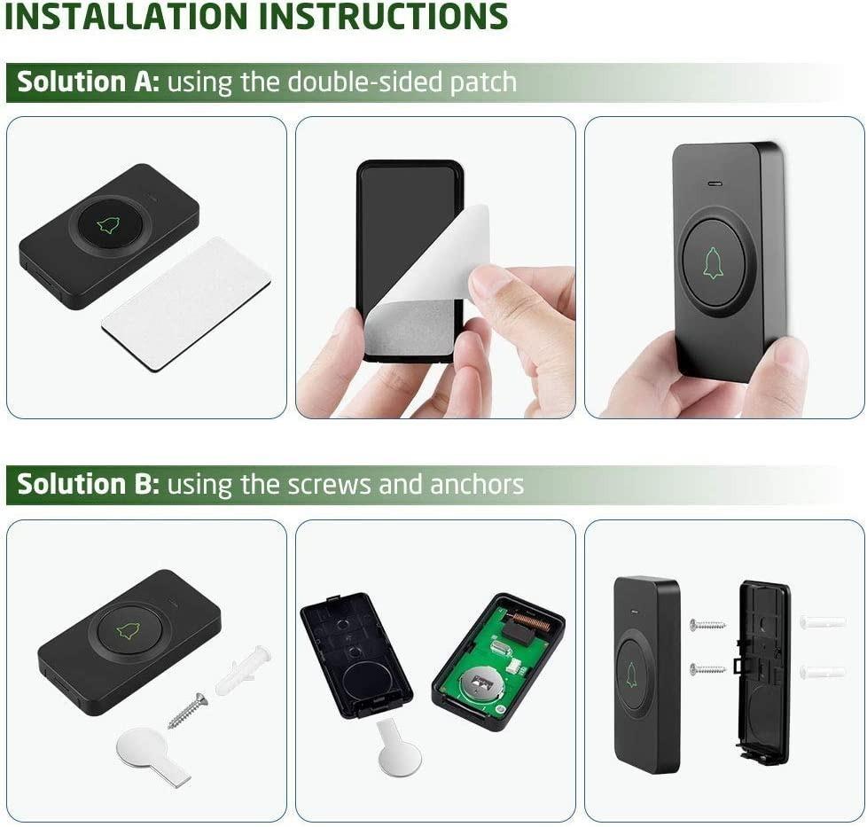[B752] Wireless Doorbell, AVANTEK 1000ft Long Range Door Bells, Mini ...