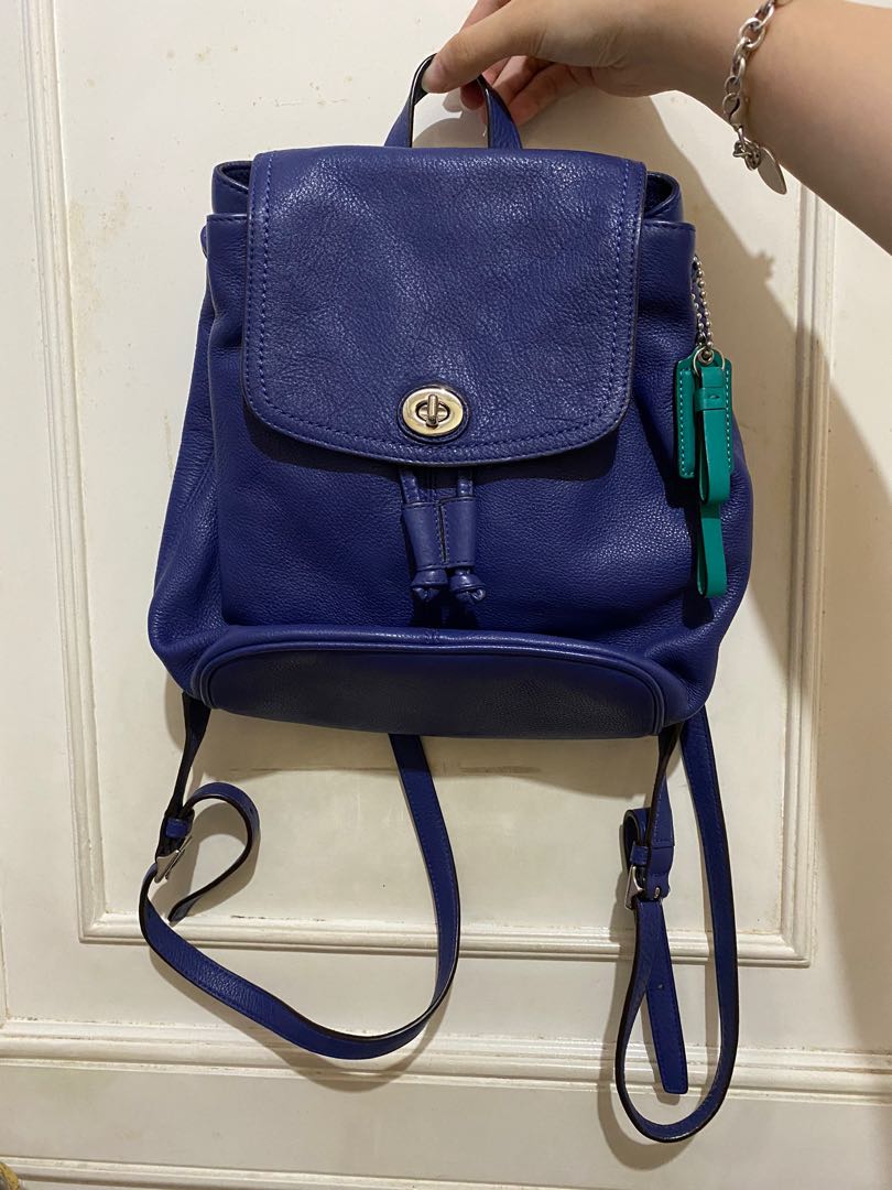 Coach Blue Leather Backpack, Luxury, Bags & Wallets on Carousell