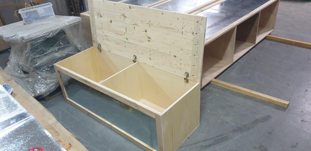 Custom Pallet Build: Counter Tops, Storage bins, Chairs, Benches, Table ...