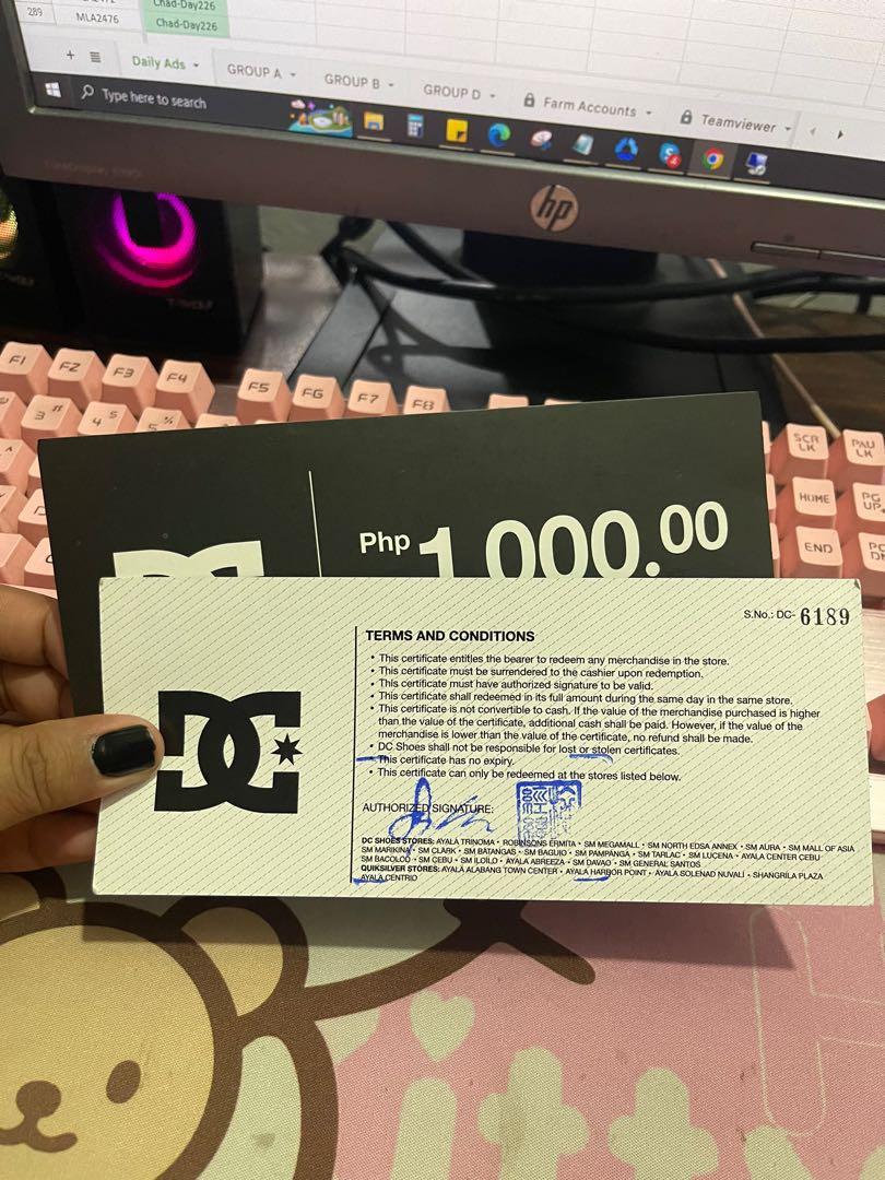 DC gift Certificate, Tickets & Vouchers, Vouchers on Carousell