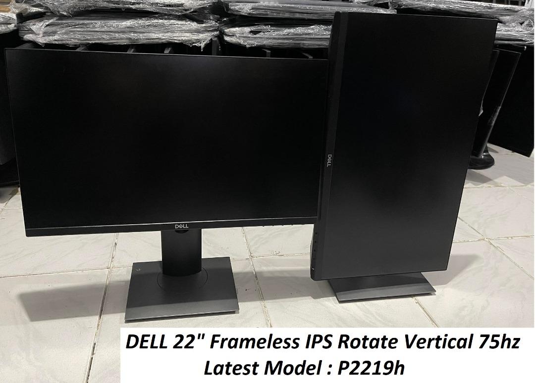 DELL 22" IPS Frameless 75hz LED monitor, Rotate Vertical ,1080p, DP ...