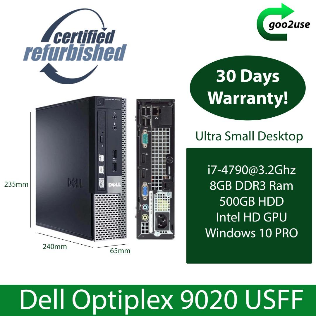 Dell Optiplex 9020 i7-4790@3.2Ghz 8GB RAM 500GB HDD Ultra Small Form Factor Desktop Computer ...