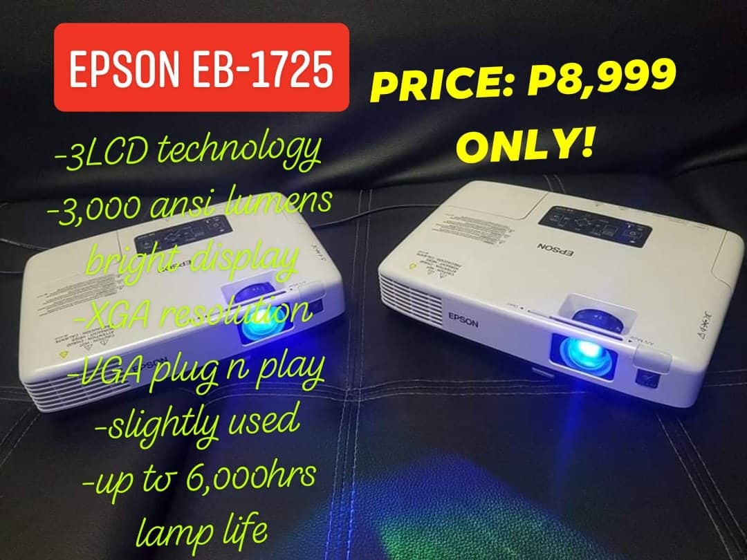 Epson EB-1725 projector 3000 lumens 3LCD XGA bright display, TV & Home ...