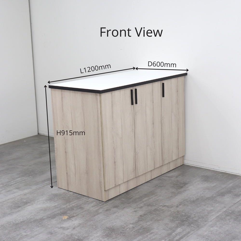 (Free assemble) ROAM 3 Door Island Table Kitchen Cabinet Storage ...