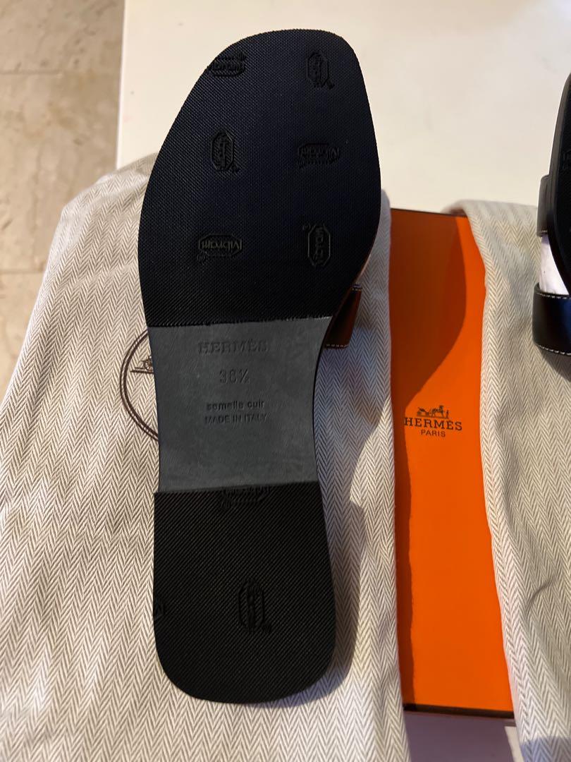 Hermes black oran with box and dust bag, Women's Fashion, Footwear ...