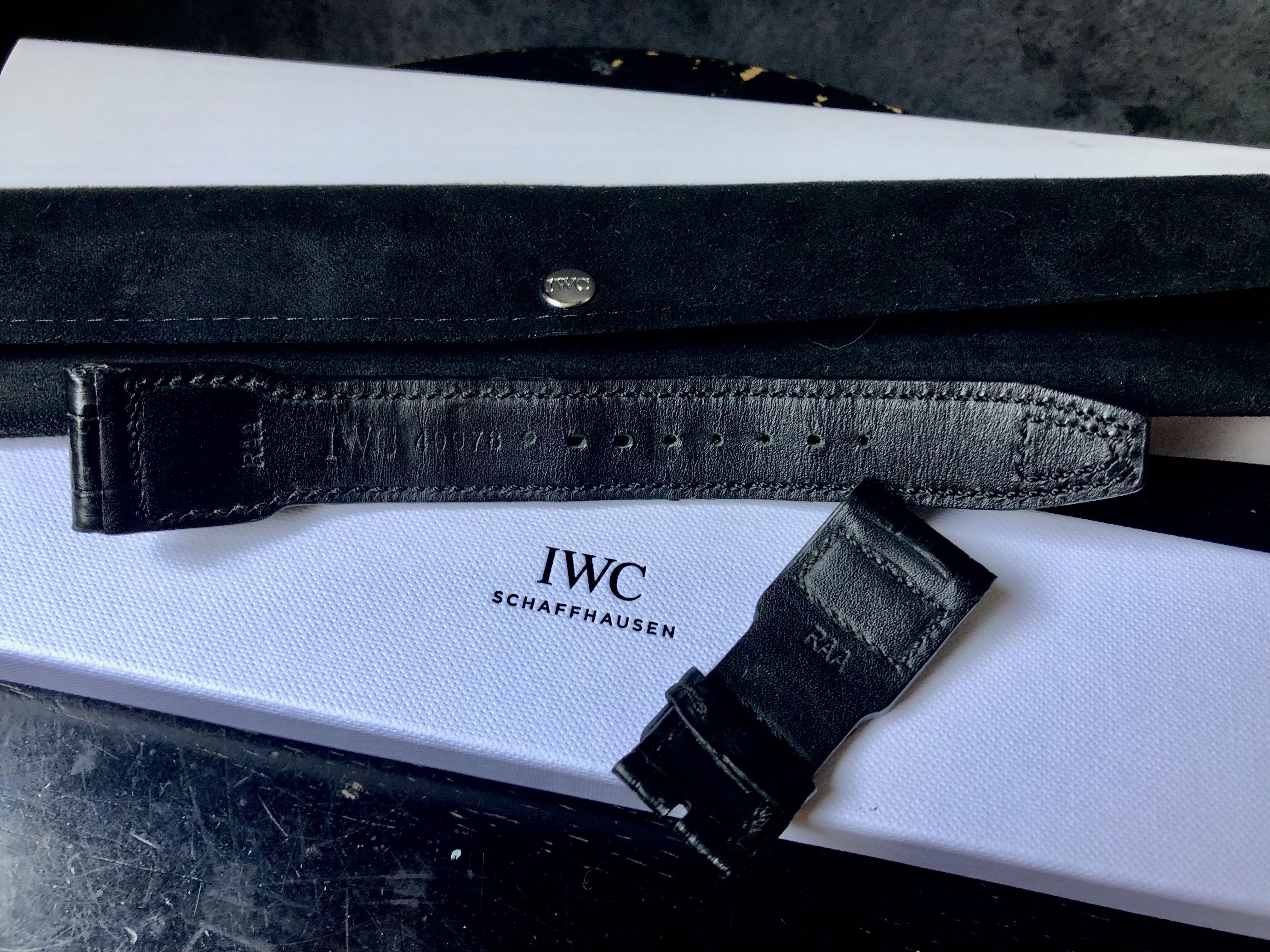 IWC Big Pilot alligator leather strap with IWC strap pouch & boxes Flieger Military Pilot Watch ...