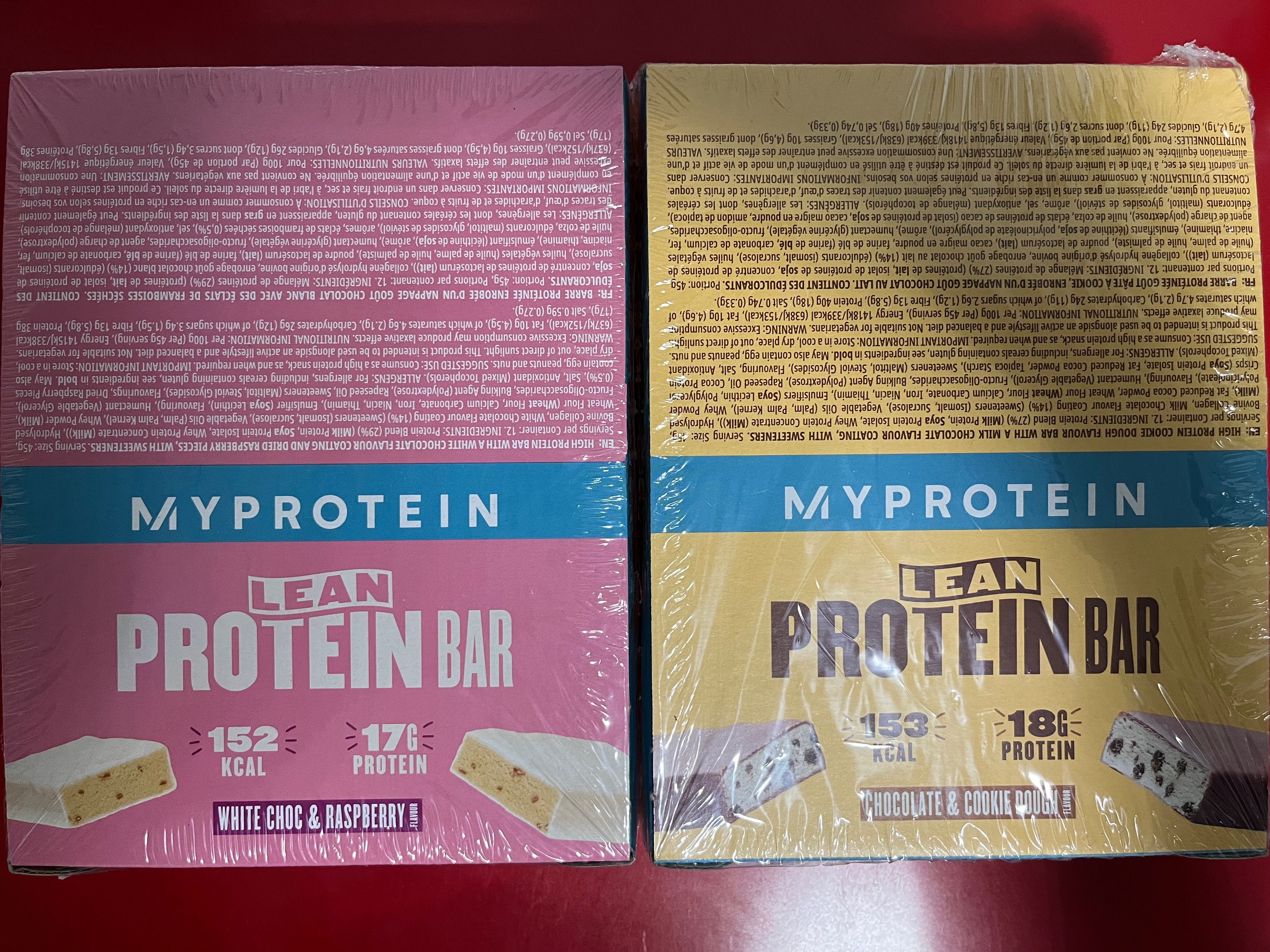 MyProtein Lean Protein Bar, Layered Bar, Impact Protein Bar and MyVegan ...