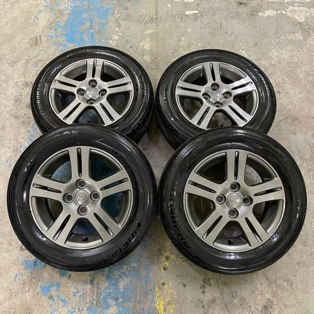 Original 14 inch sport rim Myvi tyre 70%, Auto Accessories on Carousell