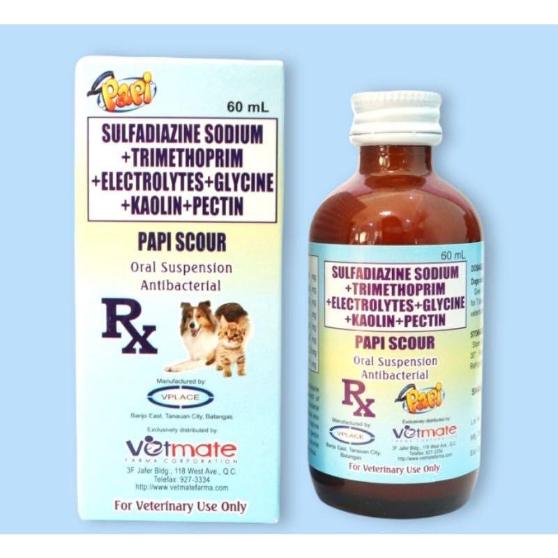 PAPI SCOUR 60mL AntiBacterial with Amoxicillin Trihydrate 500 mg, Pet ...