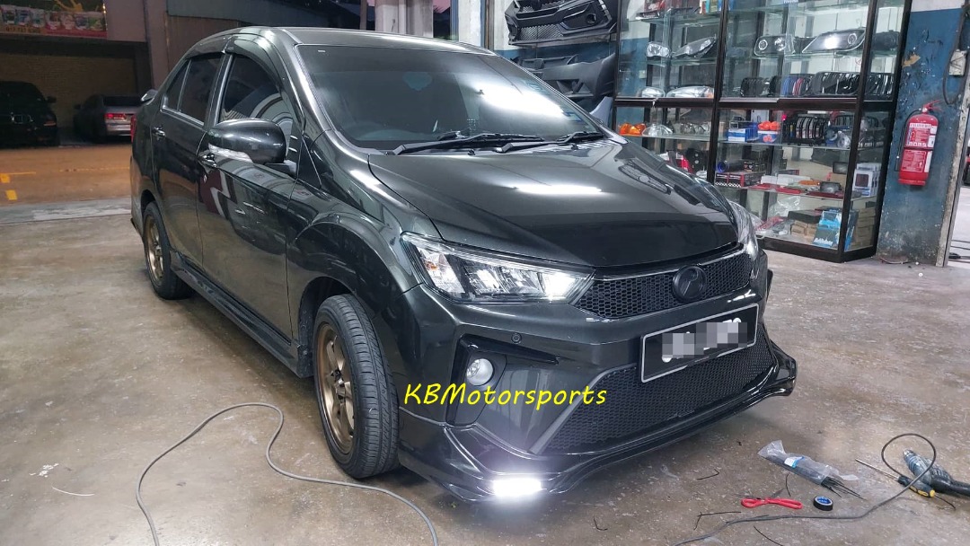 Perodua Bezza gear up bodykit with logo & day light, Auto Accessories ...