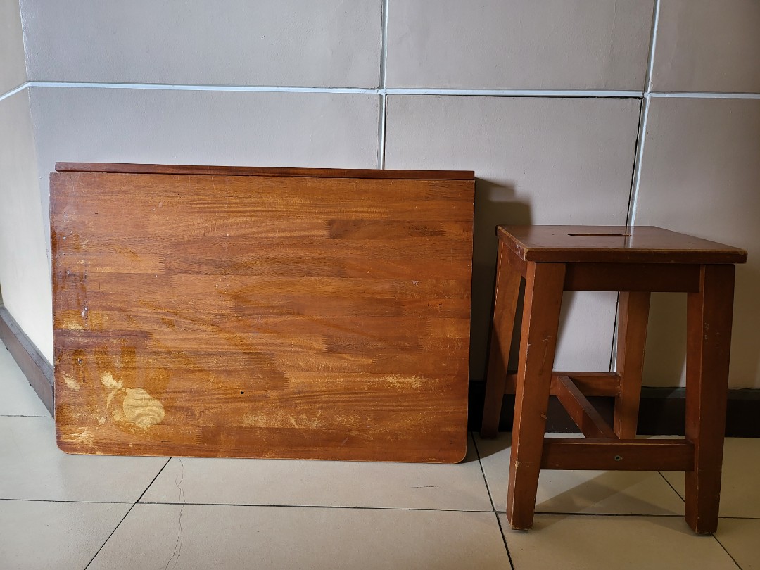 portable wall table & 2 chairs, Furniture & Home Living, Furniture ...