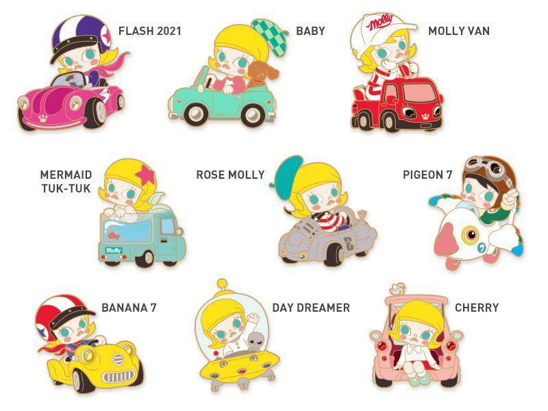 [Preorder]Pop Mart Molly Car Car Pin Badge Blind Box Set of 9, Hobbies ...
