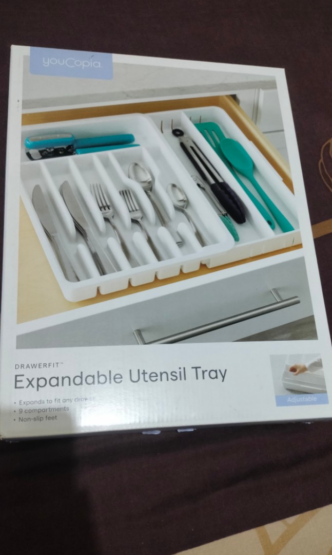 rak tempat sendok garpu, Youcopia Expandable utensil tray drawerfit ...