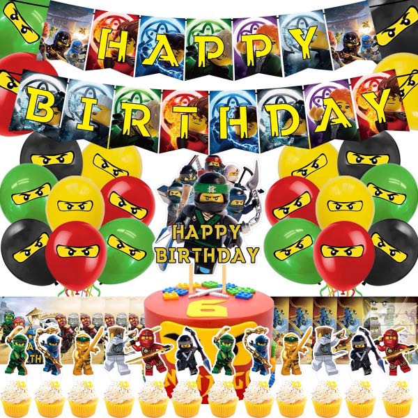 [Ready Stock] LEGO Ninjago (Design 3)Happy Birthday party decorations ...