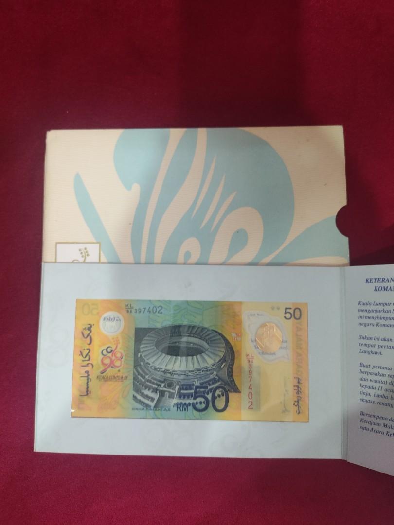 RM50 Sukan Komanwel 1998 with cover, Hobbies & Toys, Collectibles & Memorabilia, Currency on ...
