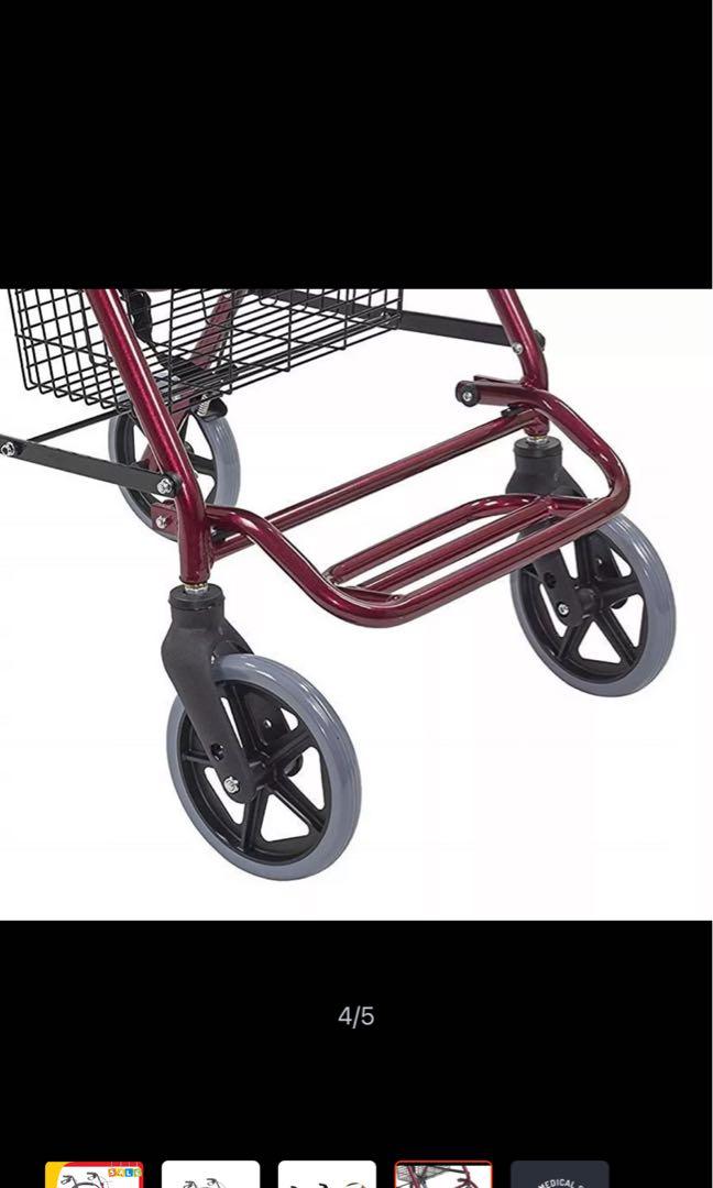 Rollator Walker with Footrest, Health & Nutrition, Assistive ...