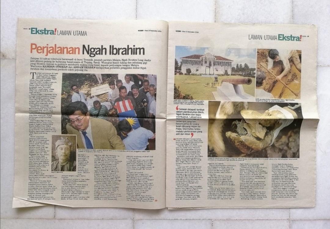 SURAT KHABAR EDISI KHAS "EKSTRA!" "KEPULANGAN WIRA MELAYU" (NGAH IBRAHIM LONG JAAFAR) KOSMO ...