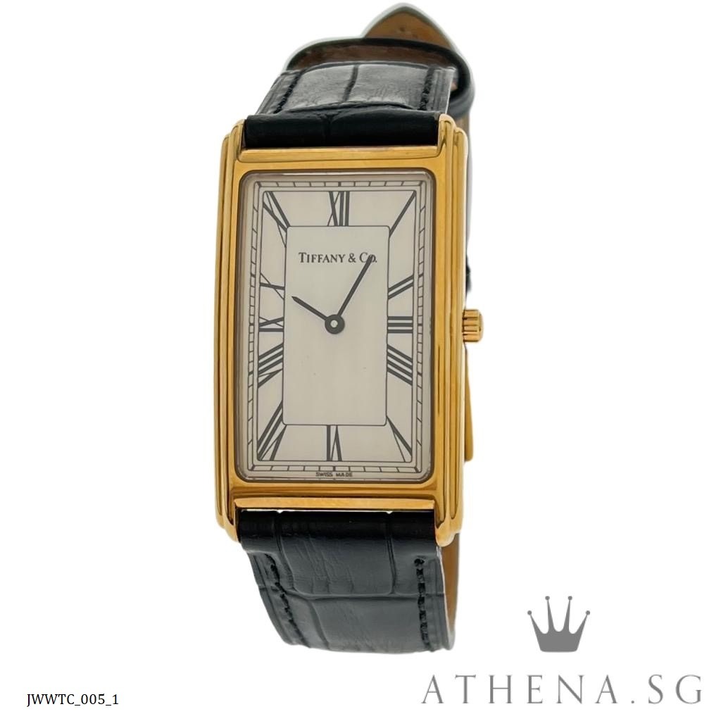 TIFFANY & CO. 18K YELLOW GOLD RECTANGULAR QUARTZ WATCH M243, Luxury ...