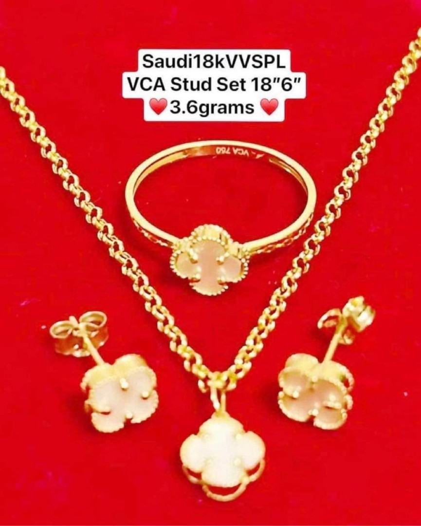 VCA White Set 18k Gold, Women's Fashion, Jewelry & Organizers ...