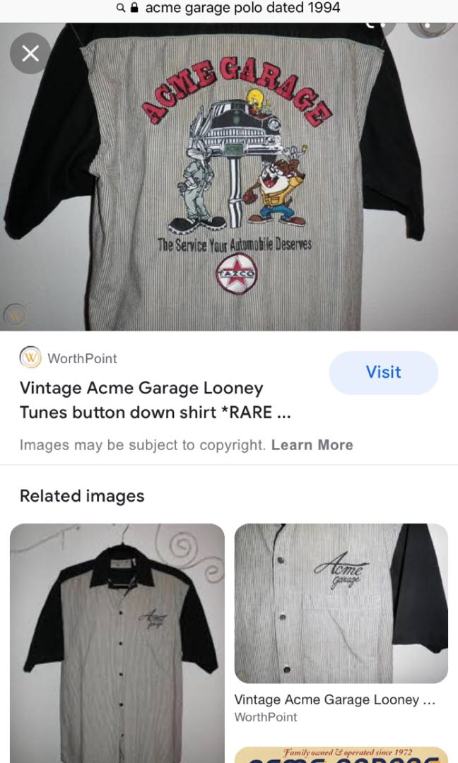 Vintage Acme Garage Looney Tunes Button Down Shirt dimes 31/23, Men's ...