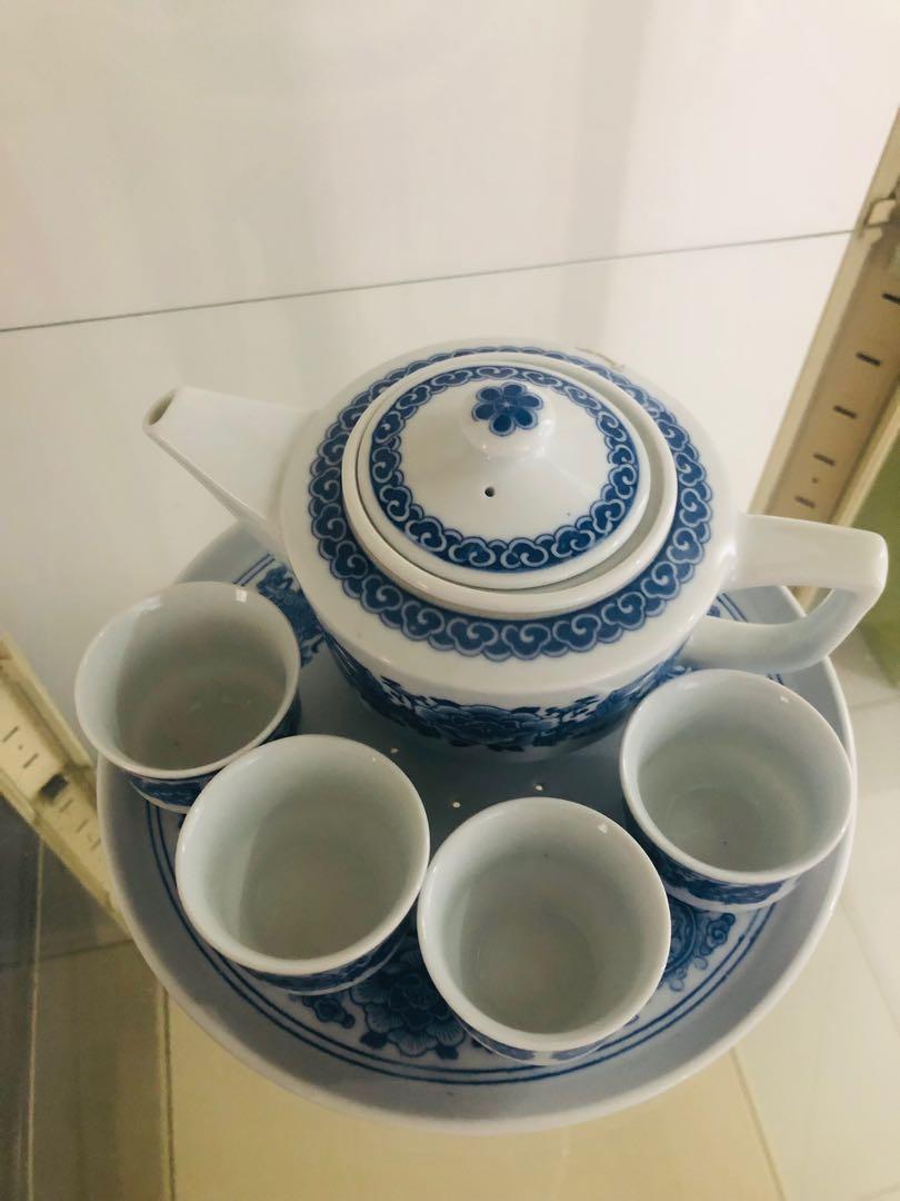 Vintage blue and white Chinese tea set, Furniture & Home Living ...