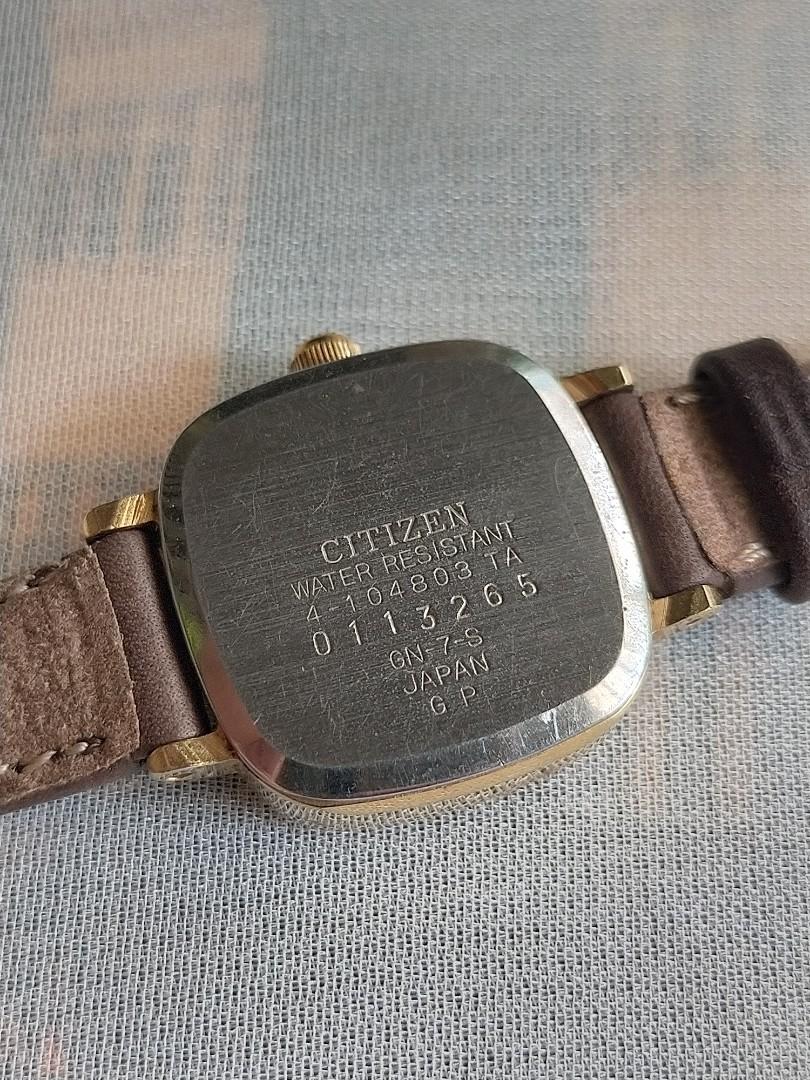 Vintage Citizen quartz square faced watch with brown strap, Women's ...