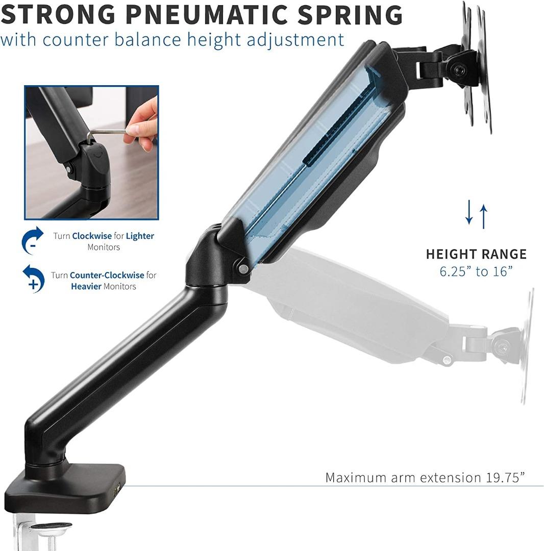 VIVO Dual Monitor Height Adjustable Counterbalance Pneumatic Desk Mount ...