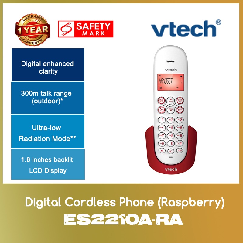 VTECH ES2210A-RA Colour Series Digital Cordless Phone (Raspberry) WITH 1 YEAR WARRANTY, Mobile ...