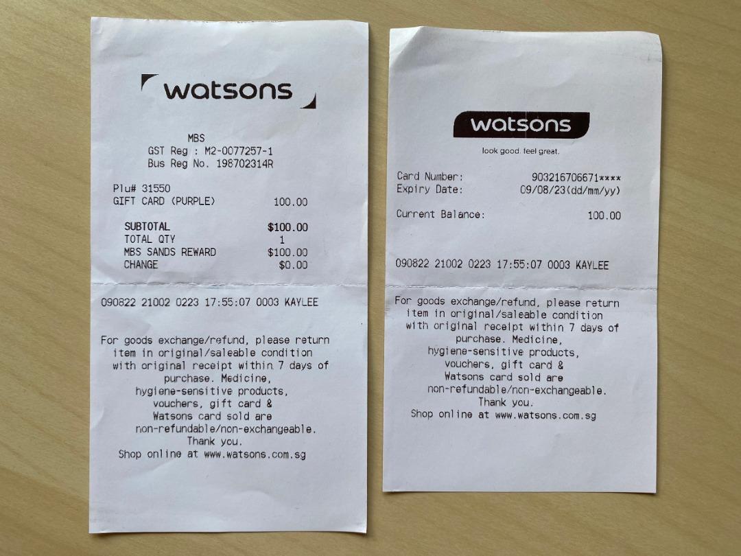 Watsons $100 Gift Card, Tickets & Vouchers, Vouchers on Carousell