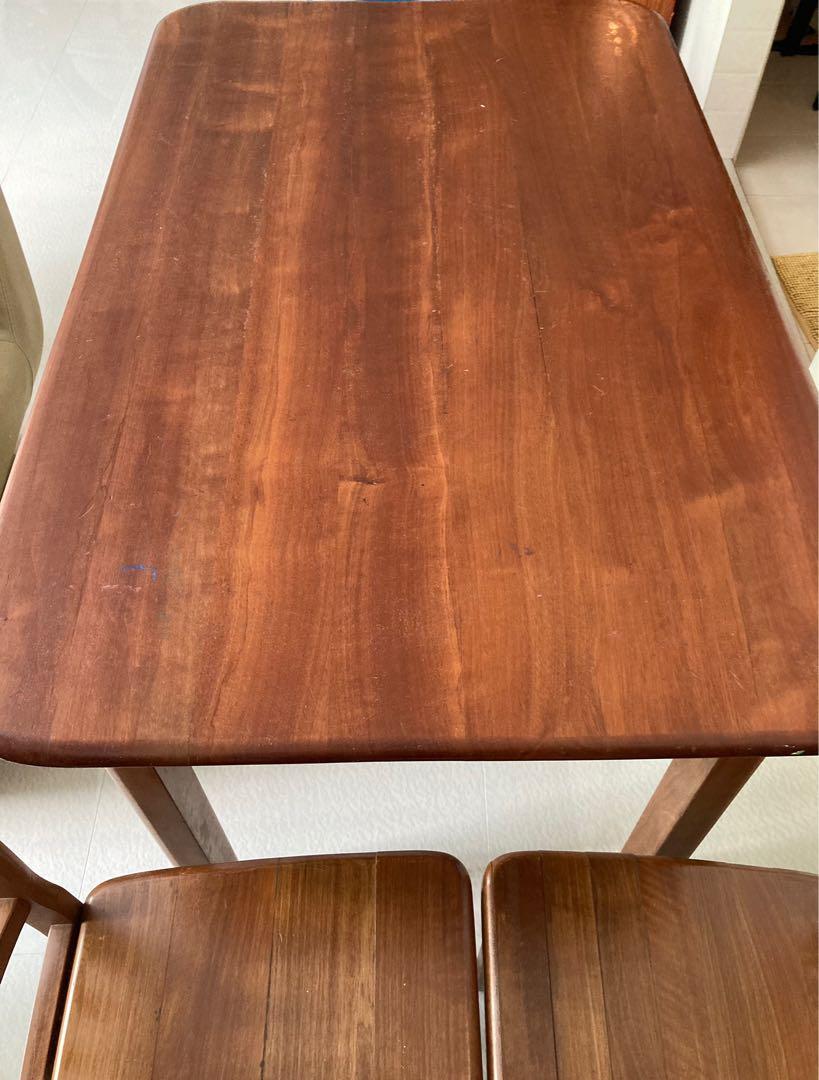 Solid Wooden Dining Table Set.120cm length and about 80cm width ...