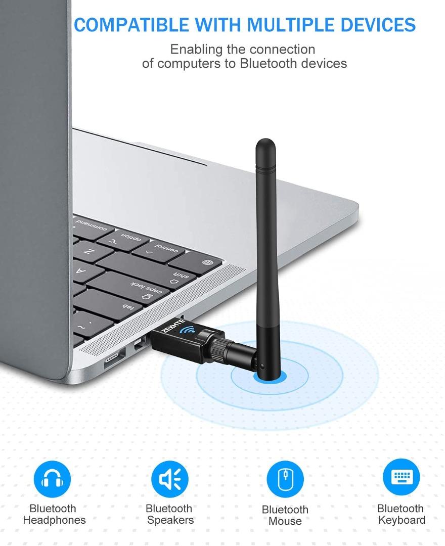 ZEXMTE Long Range Bluetooth Adapter PC, USB Bluetooth Adapter, 328FT ...