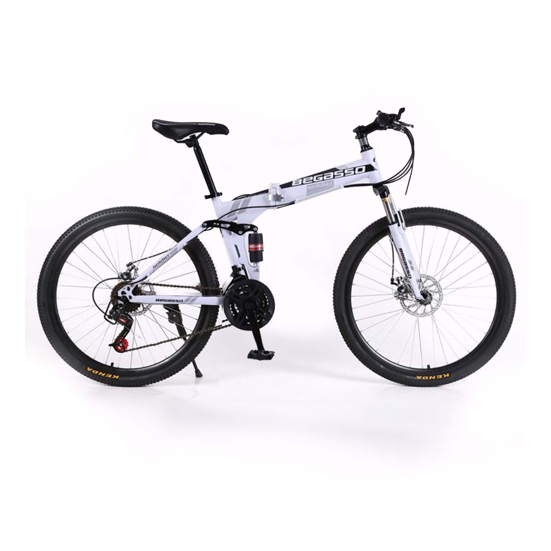 26 inch 21 Speeds Begasso [White] Foldable Bike Foldie Full Suspension ...