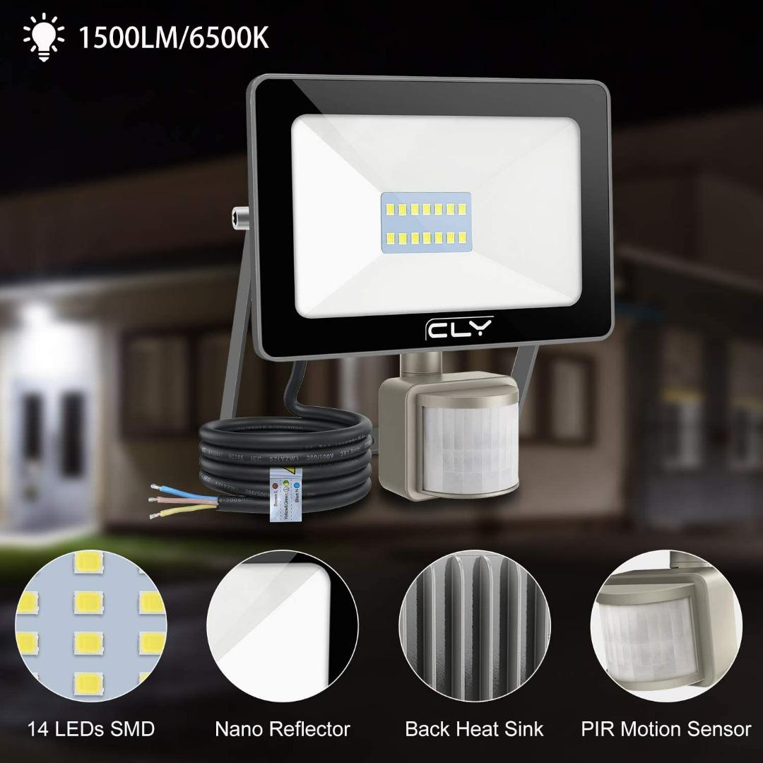 3116) CLV 15W LED Floodlight,1500 Lumen IP66 Waterproof Security Lights ...