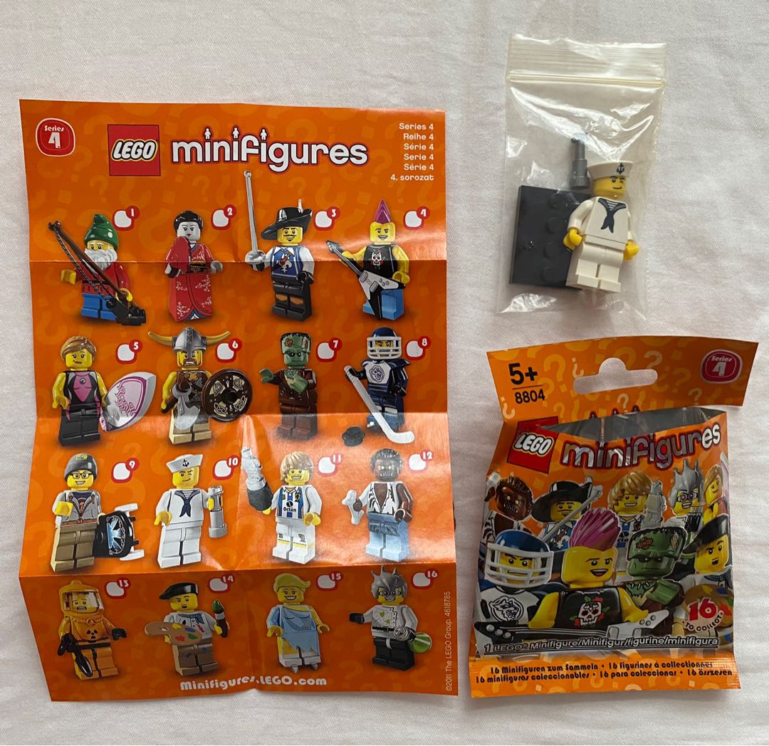 全新 Lego 8684 minifigures series 4 (4代) # 10 sailor 水手 有袋、底板、蛋紙 人仔, 興趣及 ...