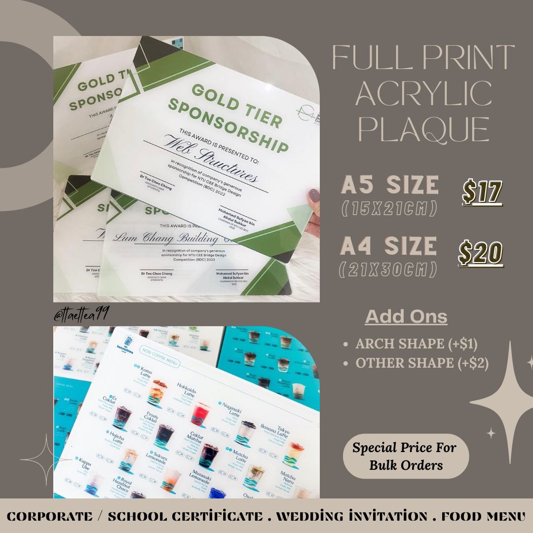 ACRYLIC FULLPRINT PLAQUE FOR CORPORATE EVENTS / WEDDING INVITATION ...