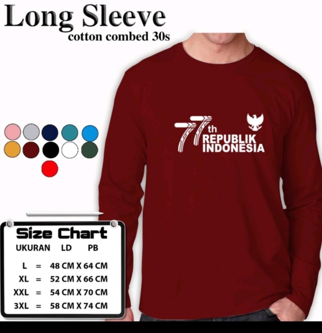Baju hut ri 77 lengan panjang kaos hut ri 77 lengan panjang, Fesyen Pria, Pakaian , Atasan di ...