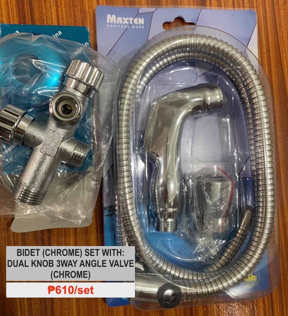 Bidet Shower SET WITH Dual Knob Angle Valve 3way, Furniture & Home ...