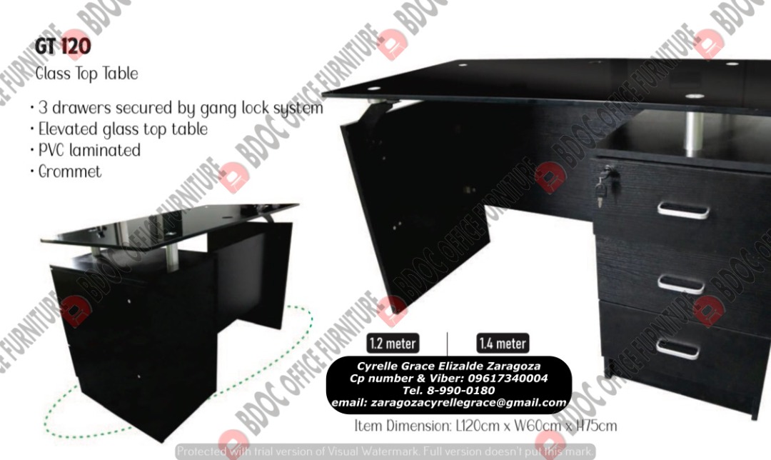 Brand New Tempered Glass Top Executive Table | Office Table with gang ...