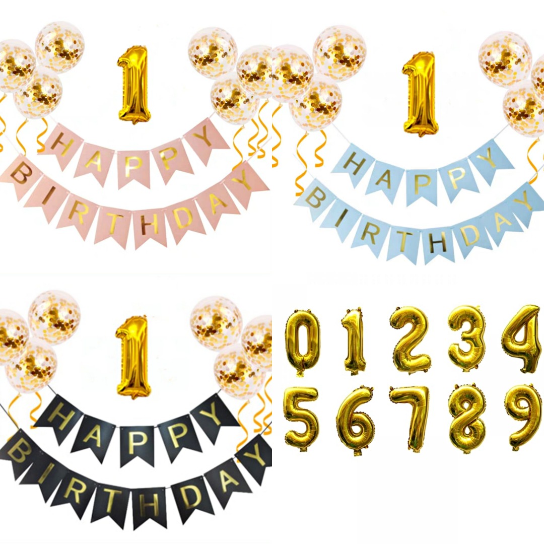 Can change numbers. Simple Gold Birthday Decoration, Hobbies & Toys ...