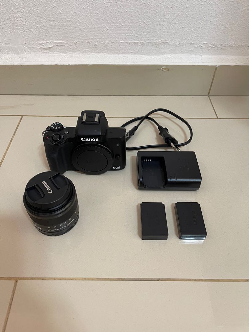 Canon M50 kit with 2 batteries, Photography, Cameras on Carousell