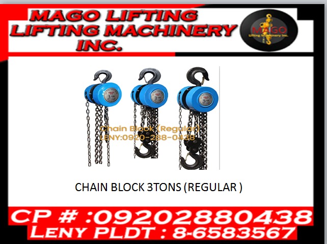 CHAIN BLOCK REGULAR 3TONS, Commercial & Industrial, Construction Tools ...