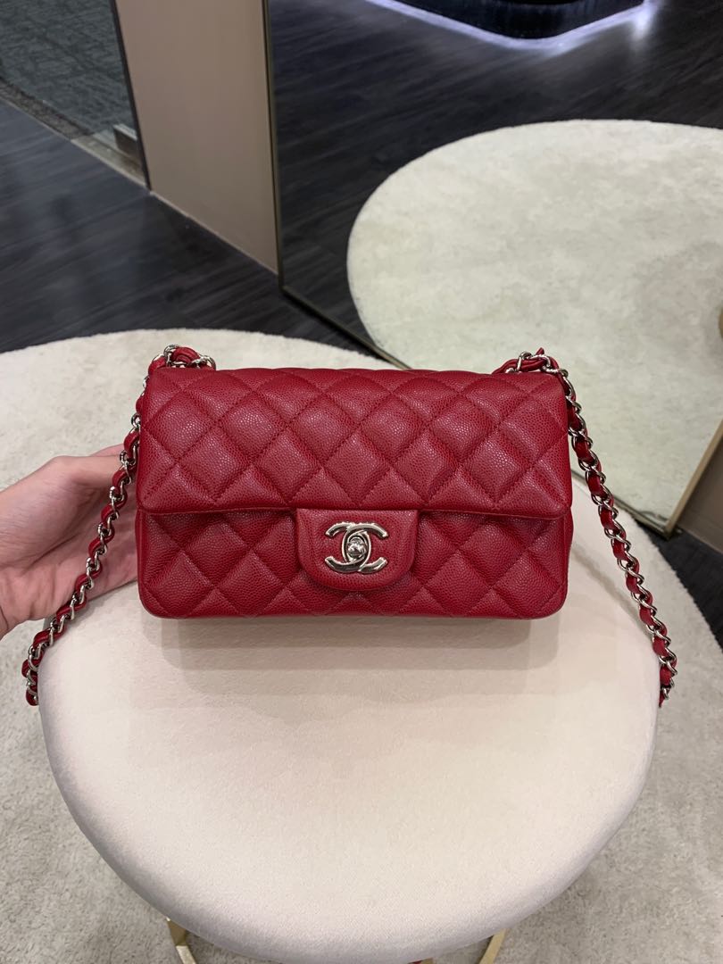 Chanel 18B Classic Mini Rectangular Red Caviar SHW Luxury Bags Chanel 18B Classic Mini Rectangular Red Caviar SHW Luxury Bags