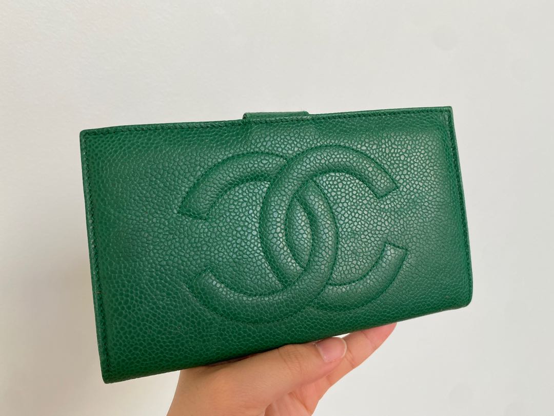 Chanel Green Caviar Skin Large Wallet, Women's Fashion, Bags & Wallets ...